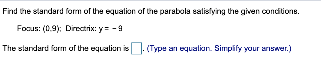 Solved Find the standard form of the equation of the | Chegg.com