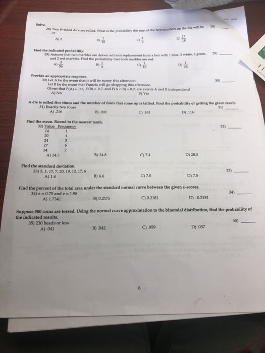 Solved Solve the problem. 27) 27) Suppose there are 6 roads | Chegg.com