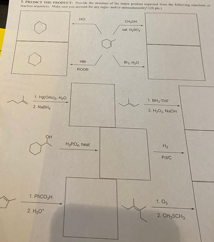 Solved 1. PREDICT THE PRODUCT: Provide the structure of the | Chegg.com