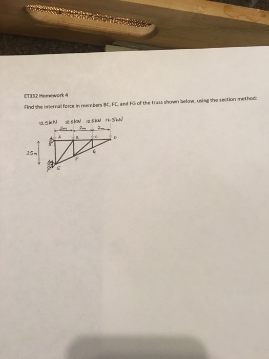 Solved Find the internal force in members BC, FC, and FG of | Chegg.com