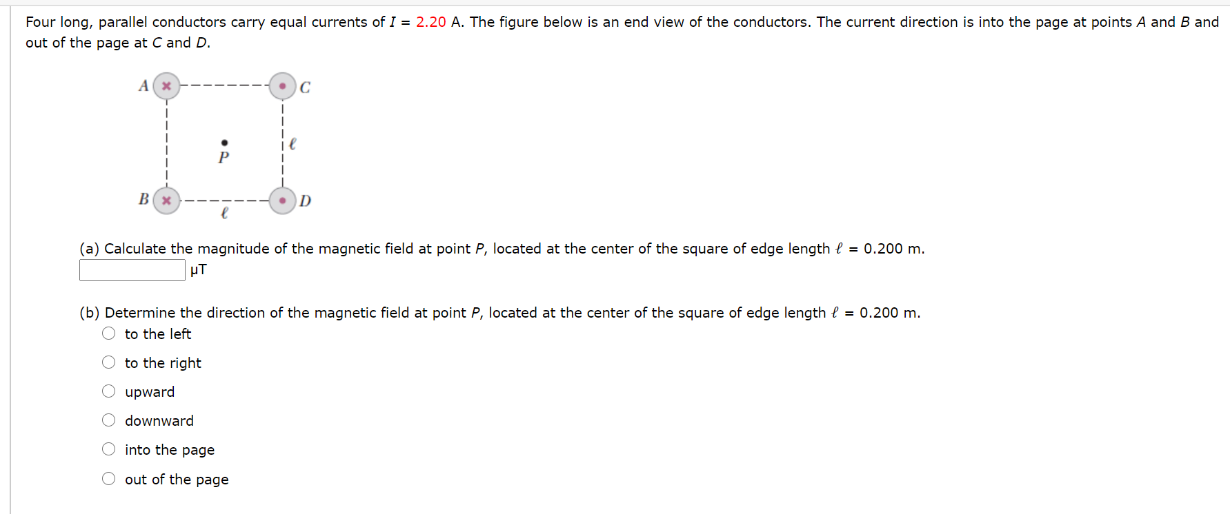 Solved Four long, parallel conductors carry equal currents | Chegg.com