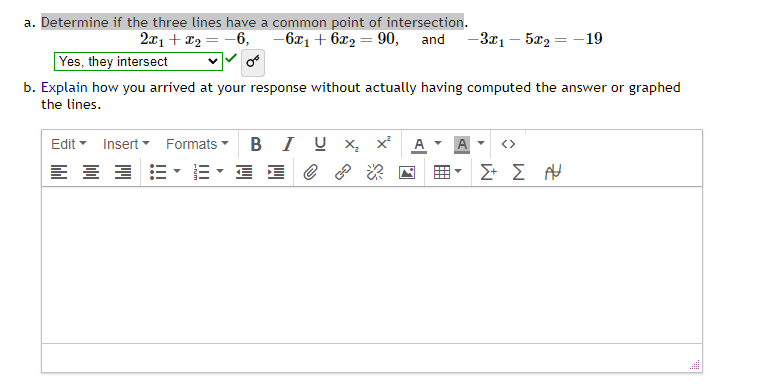 Solved Determine If The Three Lines Have A Common Point Of