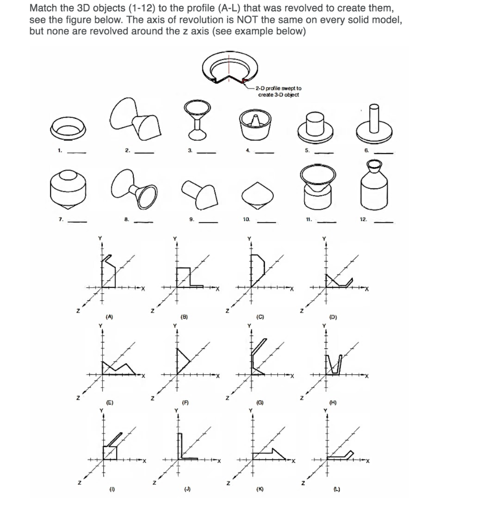 Solved Match the 3D objects (1-12) to the profile (A-L) that | Chegg.com