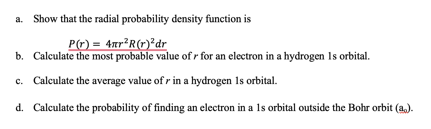 Solved a. Show that the radial probability density function | Chegg.com