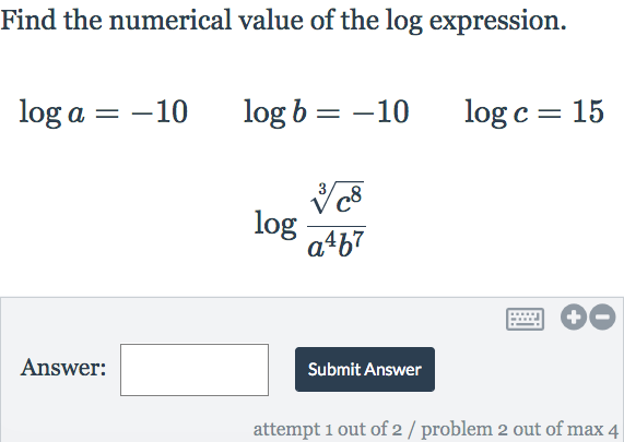 Solved Find the numerical value of the log expression. log a | Chegg.com