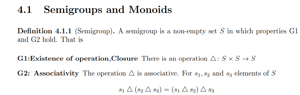 Solved 4 1 Semigroups And Monoids Definition 4 1 1