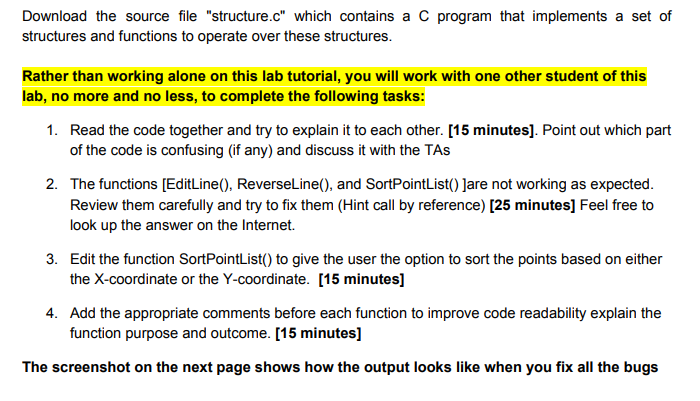 Download the source file "structure.c" which contains | Chegg.com
