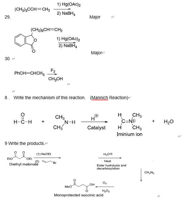 Solved 1) Hg(OAC)2 (CH3)2CCH=CH2 2) NaBH4 29. Major | Chegg.com