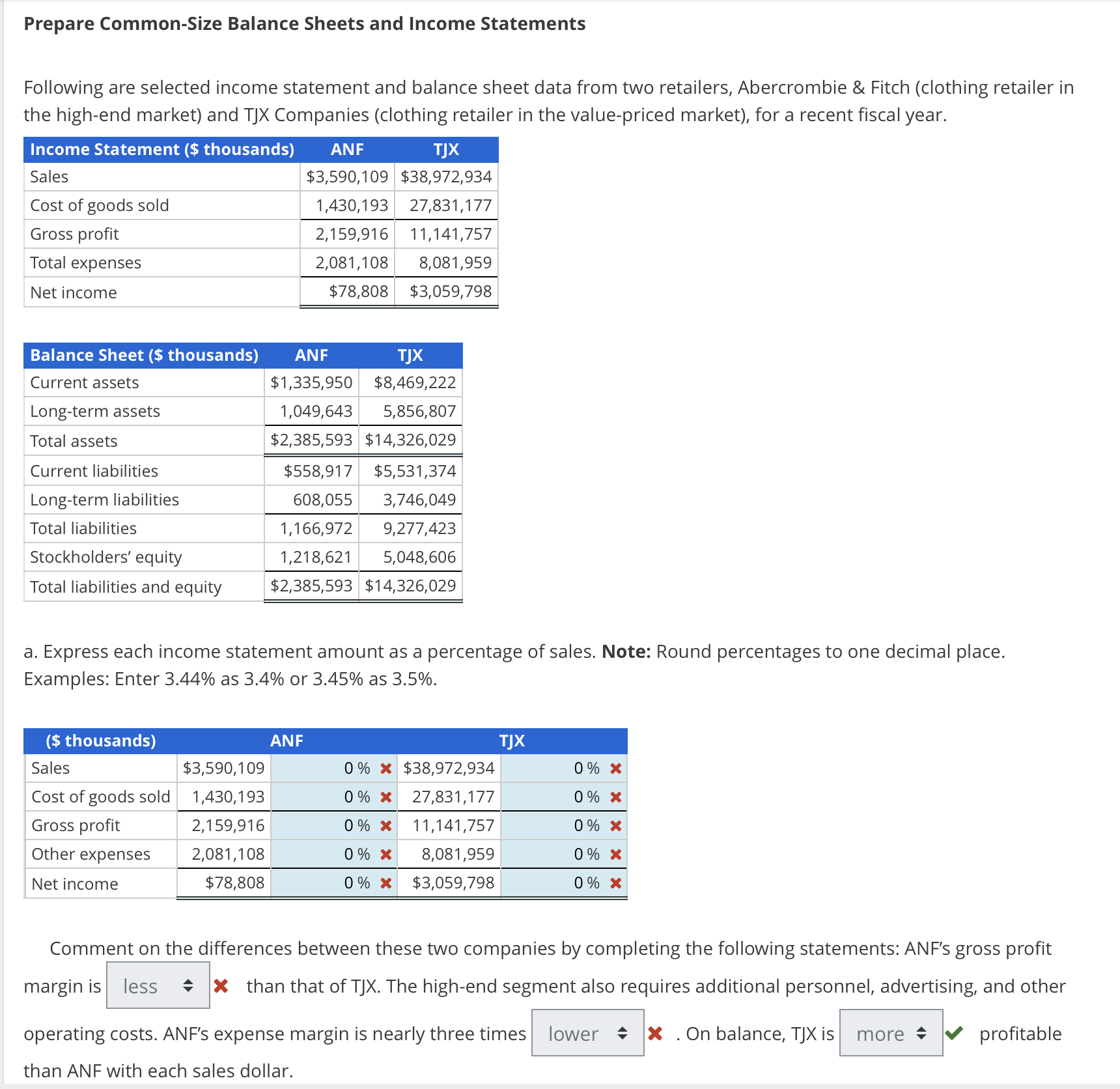 Solved a. ﻿Express each income statement amount as a | Chegg.com