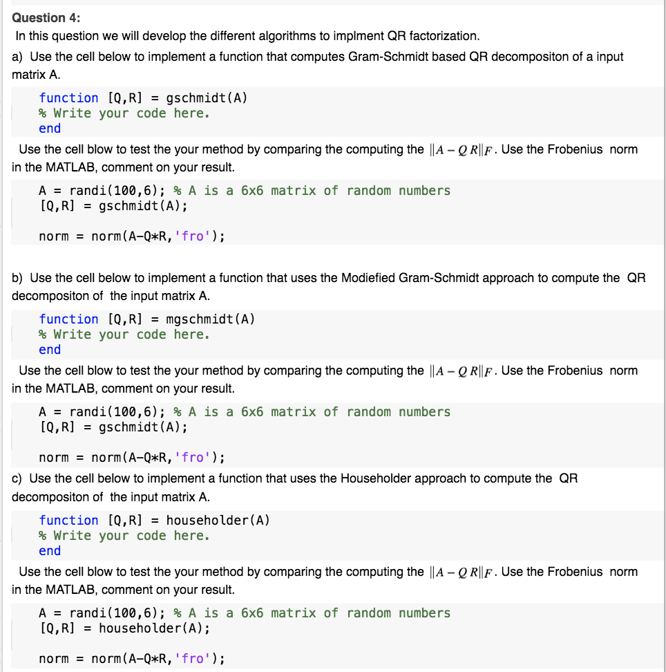 Question 4: In this question we will develop the | Chegg.com