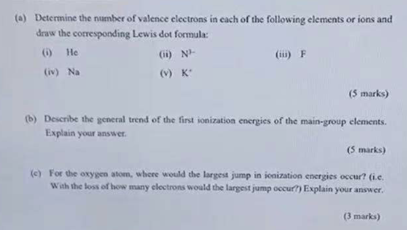 Solved (a) Determine the number of valence electrons in each | Chegg.com