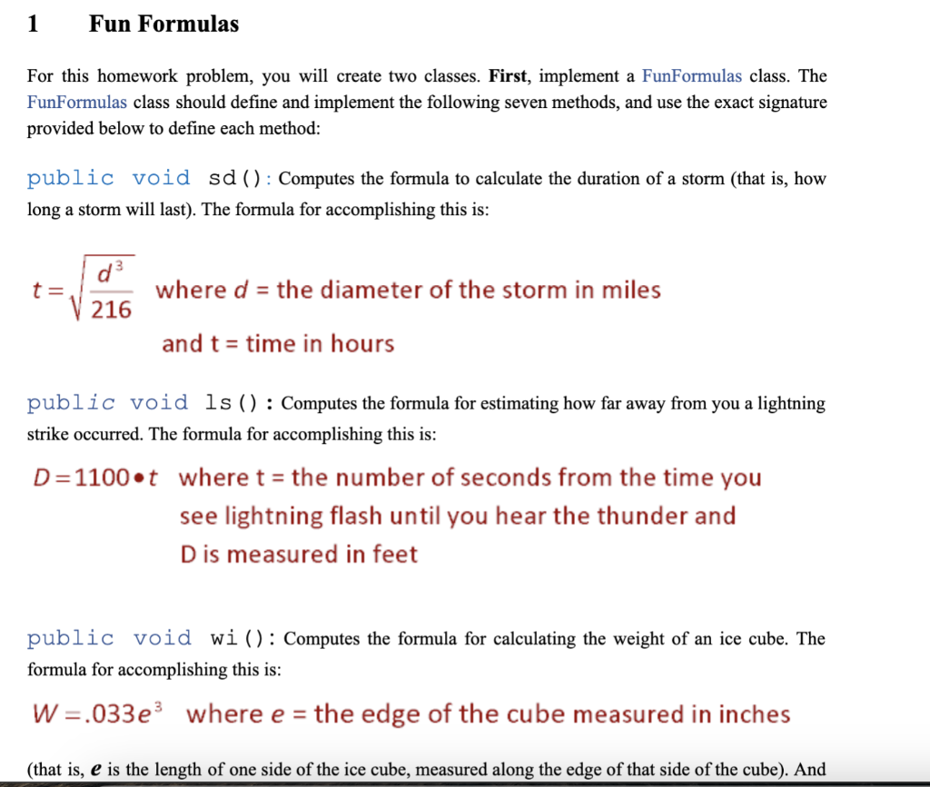 Solved 1 Fun Formulas For this homework problem, you will | Chegg.com