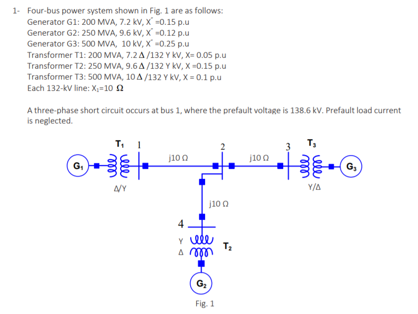 Solved Four-bus power system shown in Fig. 1 are as follows: | Chegg.com