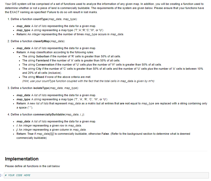 Solved Your GIS system will be comprised of a set of | Chegg.com