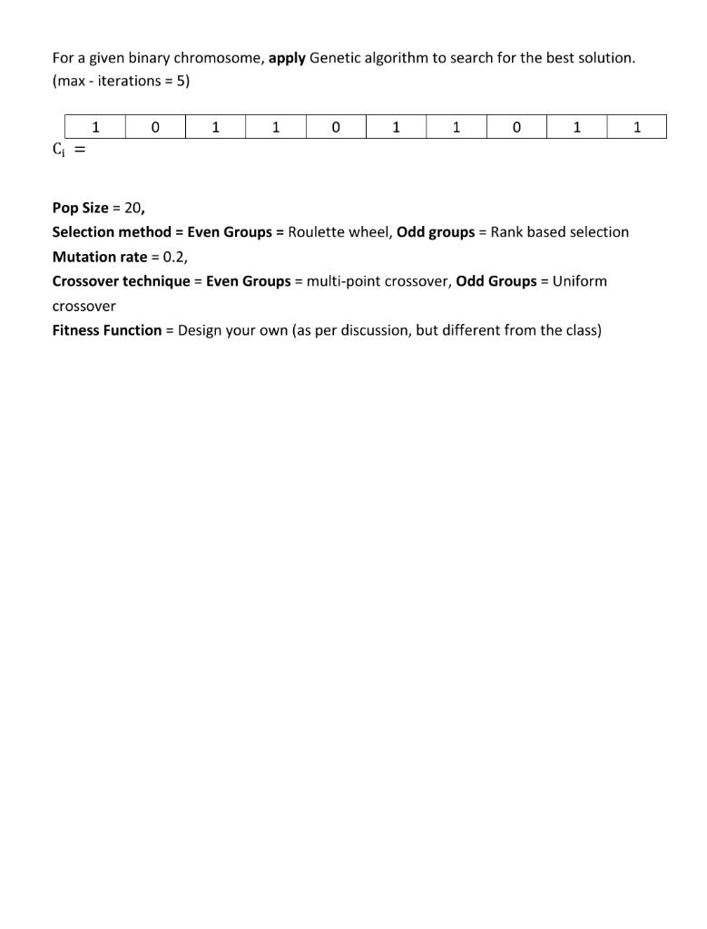 Solved For a given binary chromosome, apply Genetic | Chegg.com