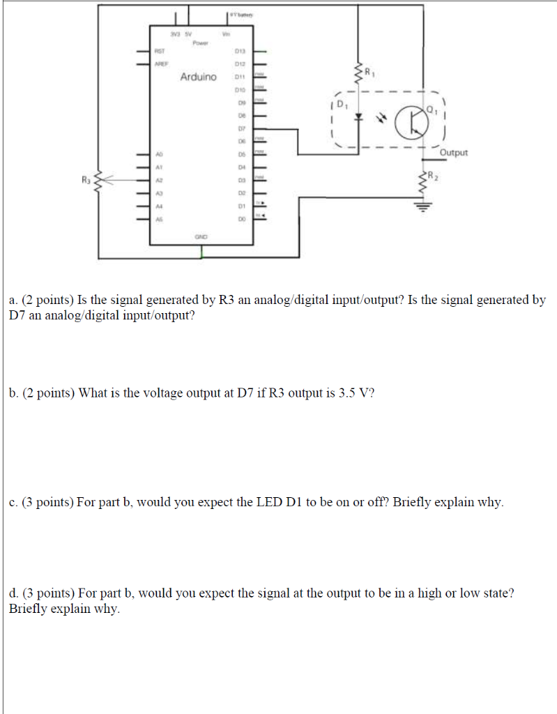Solved PO ST Arduino Output a. (2 points) Is the signal | Chegg.com