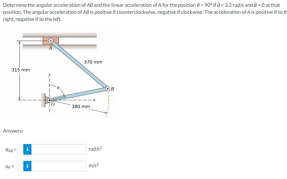 Solved Determine the angular acceleration of AB and the | Chegg.com