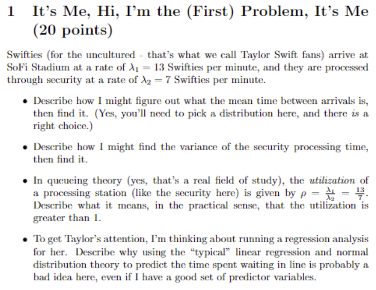 Solved 1 It's Me, Hi, I'm the (First) Problem, It's Me (20 | Chegg.com