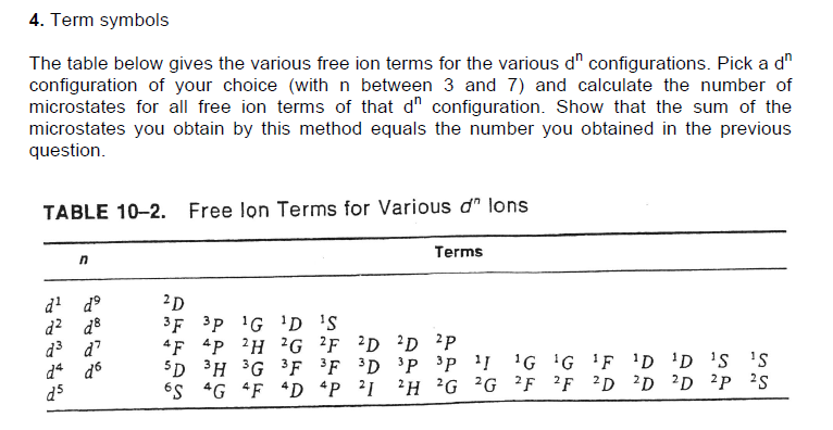 Solved 3 Term Symbols Calculate The Number Of Microstates