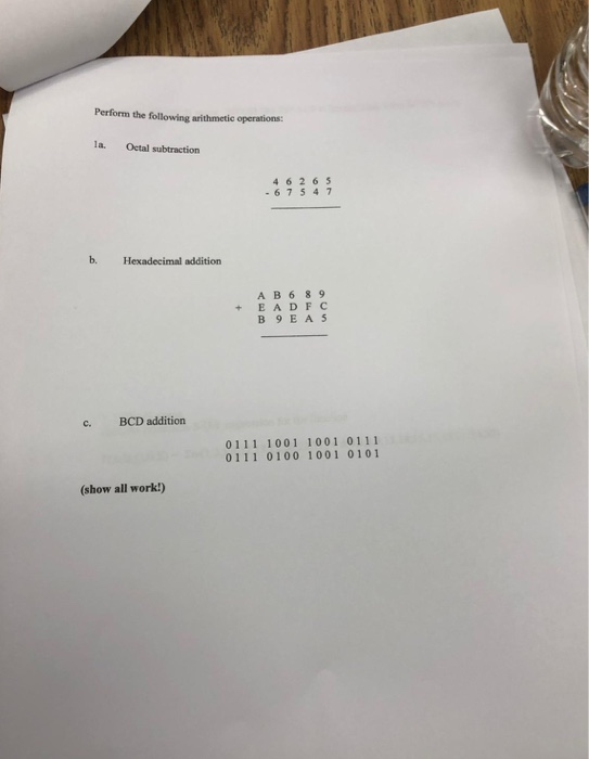 Solved Perform the following arithmetic operations la. Octal | Chegg.com