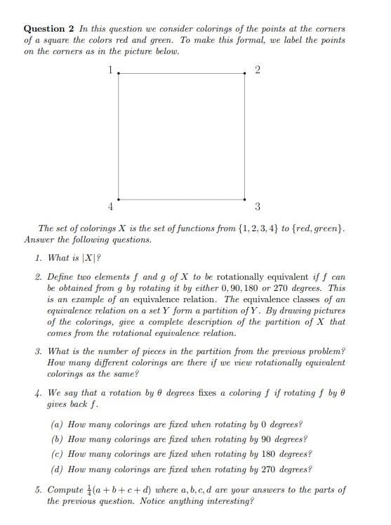 Solved Question 2 In this question we consider colorings of | Chegg.com