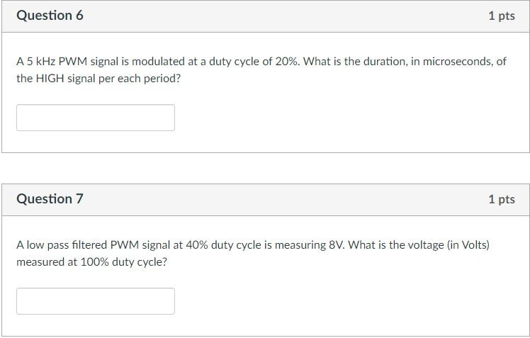 Solved A 5kHz PWM signal is modulated at a duty cycle of | Chegg.com