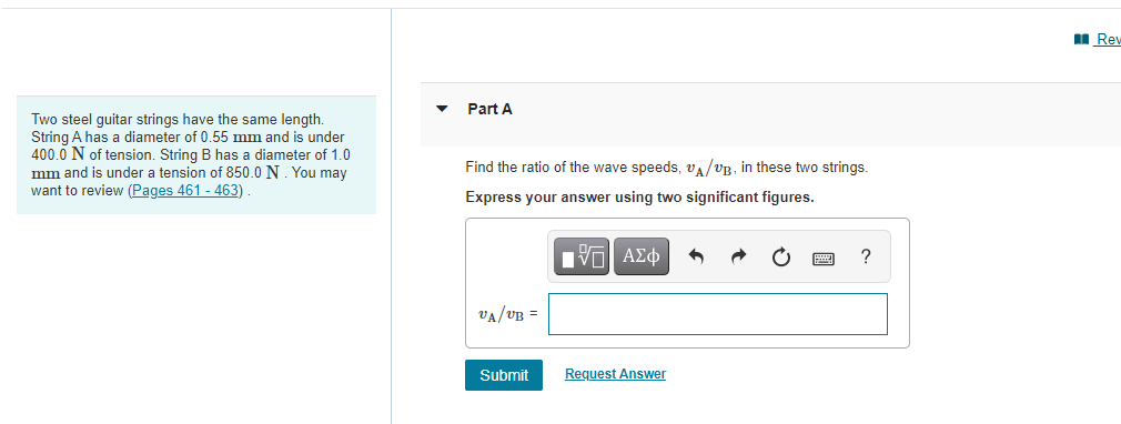Solved Rev Part A Two steel guitar strings have the same | Chegg.com