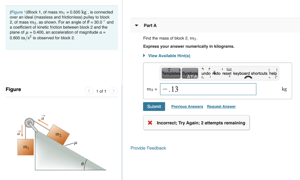 Solved (Figure 1)Block 1, of mass m1 = 0.500 kg, is | Chegg.com