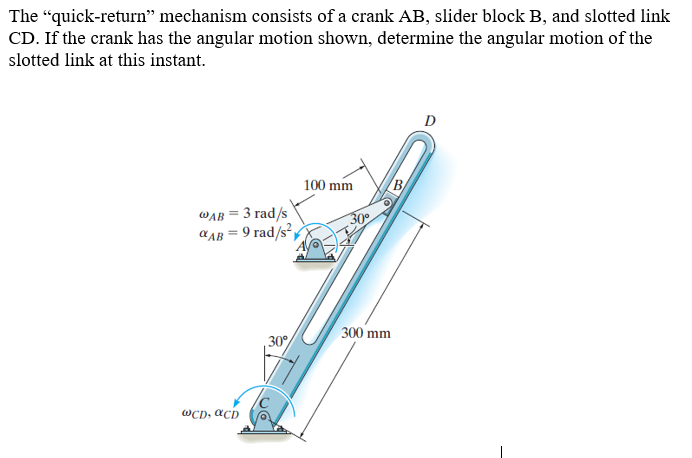 Solved The "quick-return” mechanism consists of a crank AB, | Chegg.com