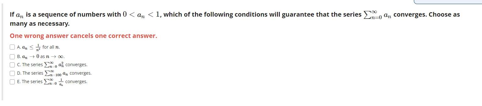 Solved If an is a sequence of numbers with 0 | Chegg.com