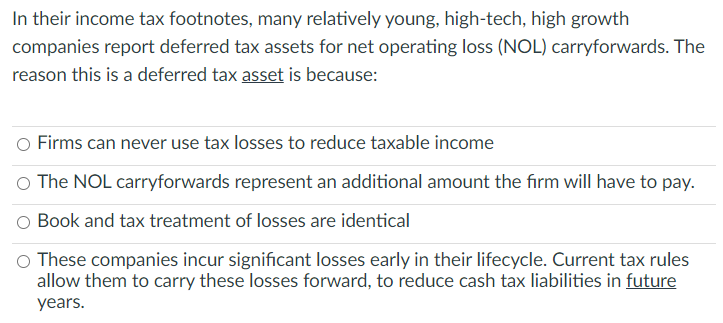Solved In their income tax footnotes, many relatively young, | Chegg.com