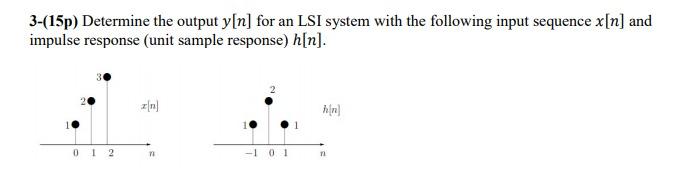 Solved 3-(15p) Determine the output y[n] for an LSI system | Chegg.com