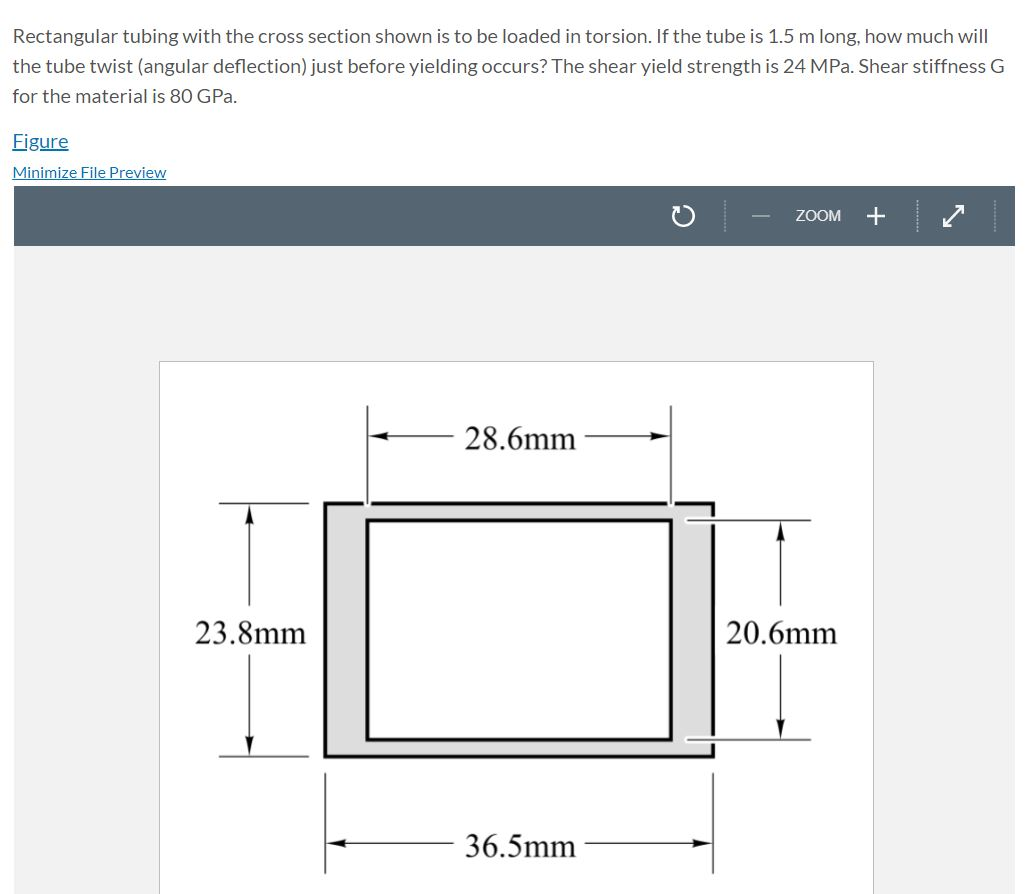Solved Rectangular tubing with the cross section shown is to | Chegg.com