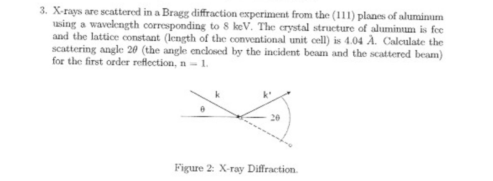 Solved 3. X-rays are scattered in a Bragg diffraction | Chegg.com