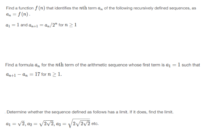 Solved Find a function f(n) that identifies the nth term an | Chegg.com