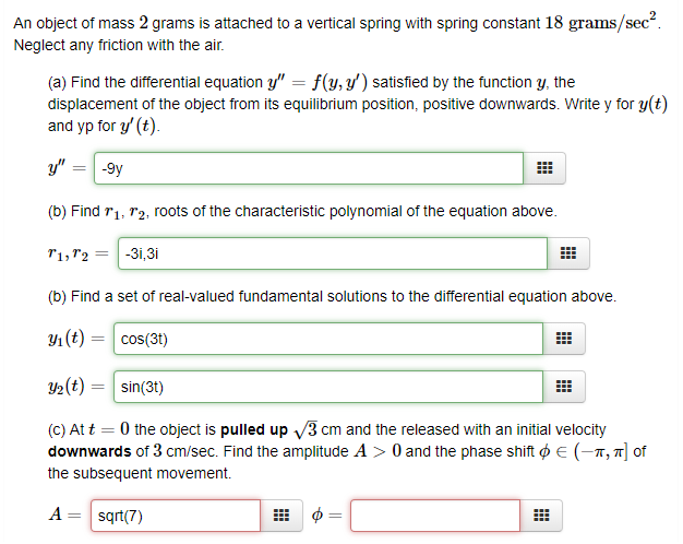 Solved An object of mass 2 grams is attached to a vertical | Chegg.com