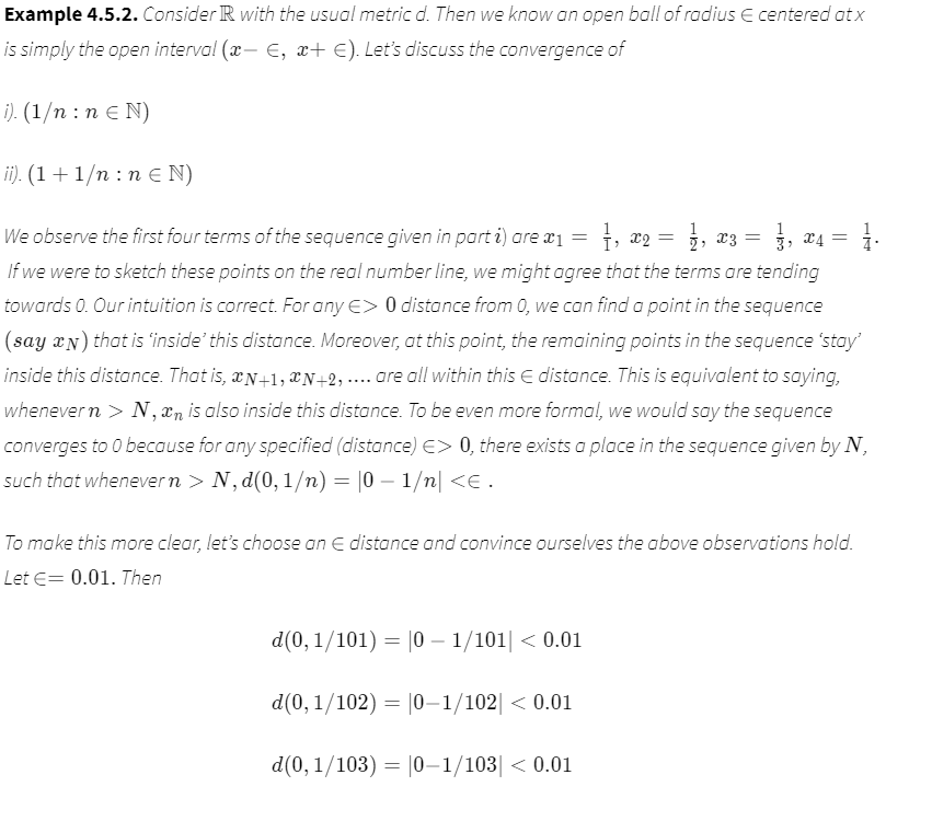 Solved Example 4.5.2. Consider R with the usual metric d. | Chegg.com