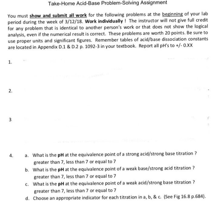 Solved Take-Home Acid-Base Problem-Solving Assignment You | Chegg.com