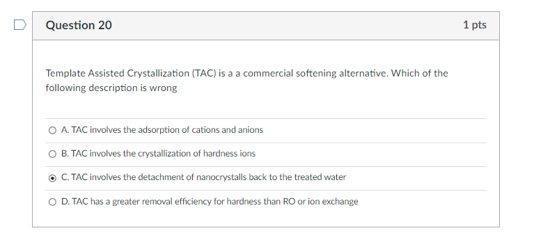 Solved Question 20 1 pts Template Assisted Crystallization | Chegg.com