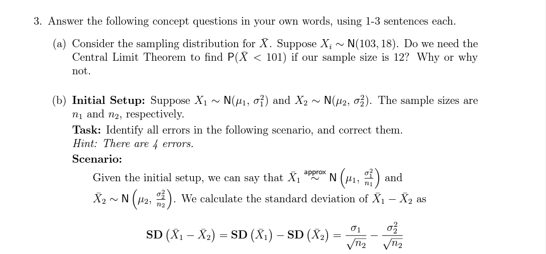 Solved 3. Answer the following concept questions in your own | Chegg.com