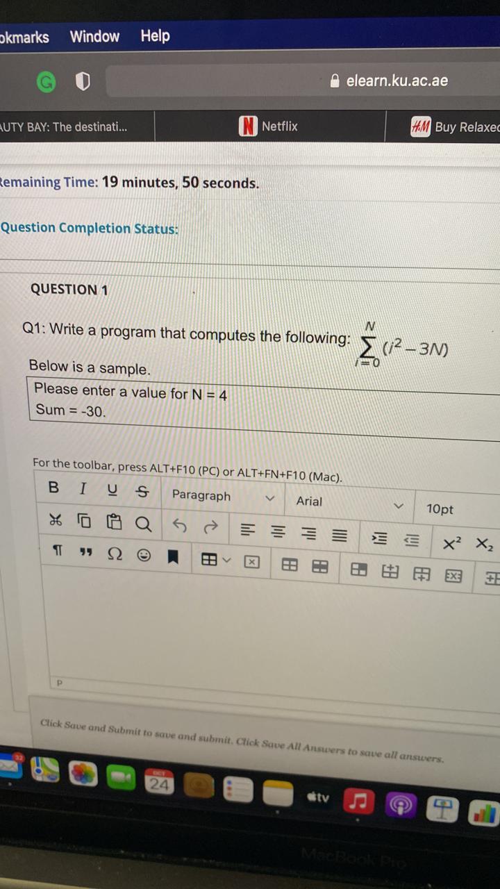 Solved okmarks Window Help elearn.ku.ac.ae AUTY BAY: The | Chegg.com