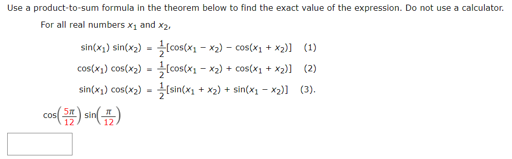 Solved Use a product-to-sum formula in the theorem below to | Chegg.com
