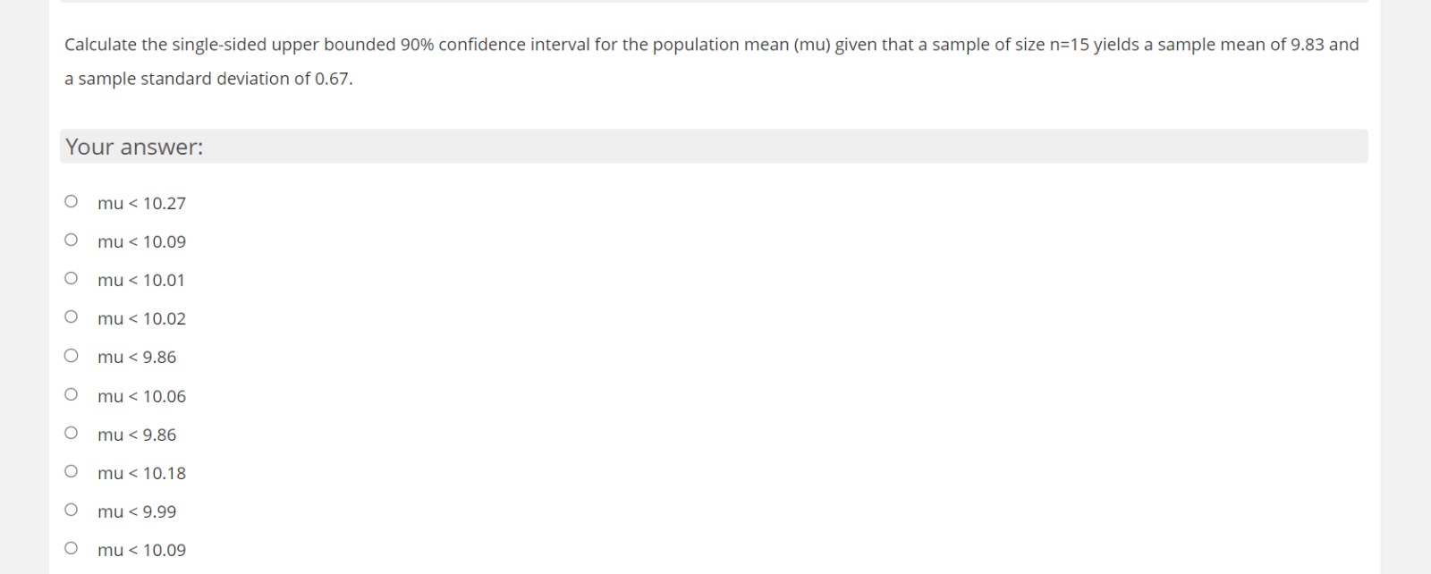 Solved Calculate the single-sided upper bounded 90% | Chegg.com
