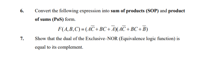 Solved 6. Convert the following expression into sum of | Chegg.com