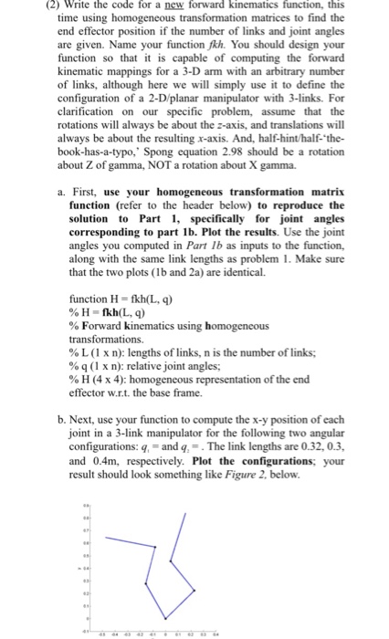 (2) Write the code for a new forward kinematics | Chegg.com