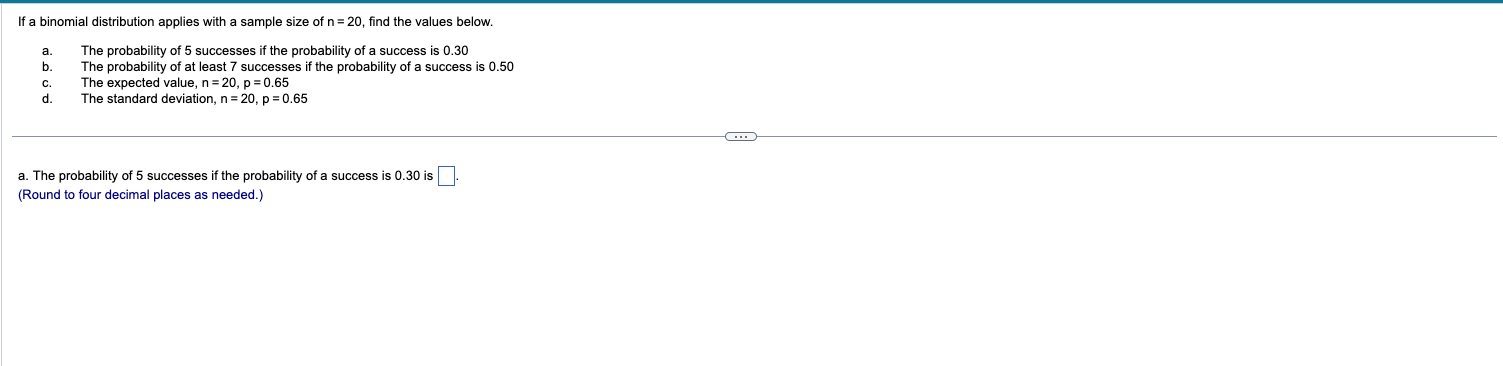 Solved If a binomial distribution applies with a sample size | Chegg.com