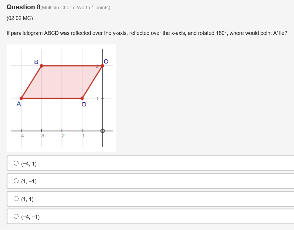 Solved Question 8(Multiple Choice Worth 1 points) (02.02 MC) | Chegg.com