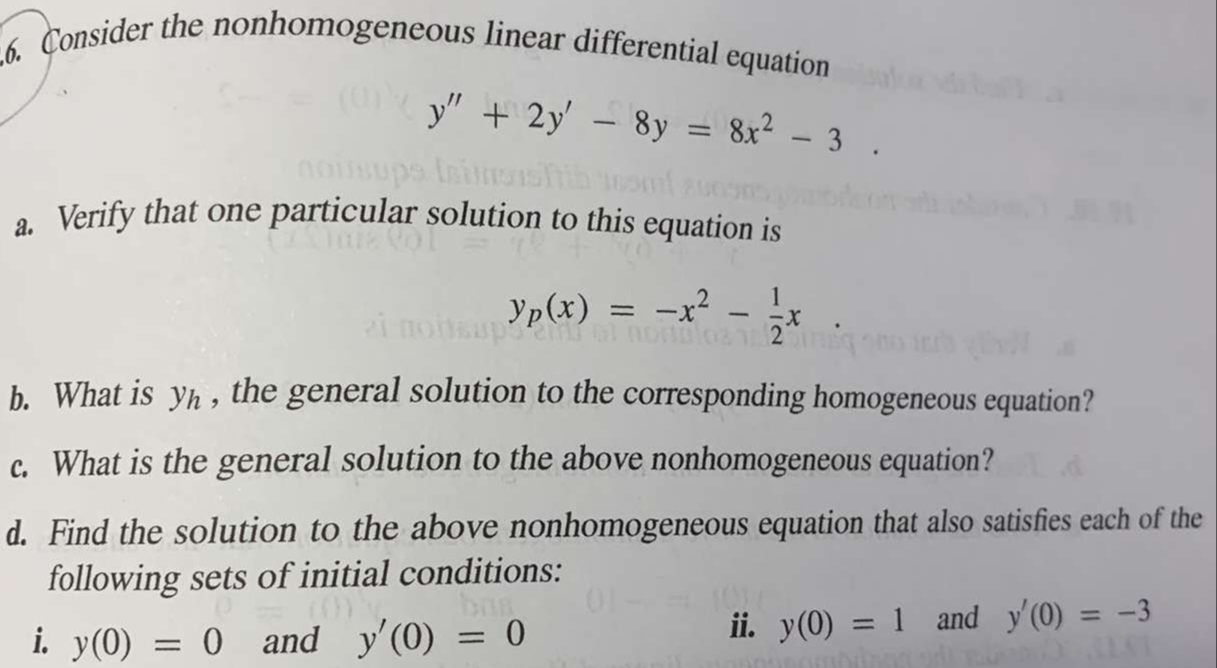 Solved the nonhomogeneous linear differential equation 6. | Chegg.com