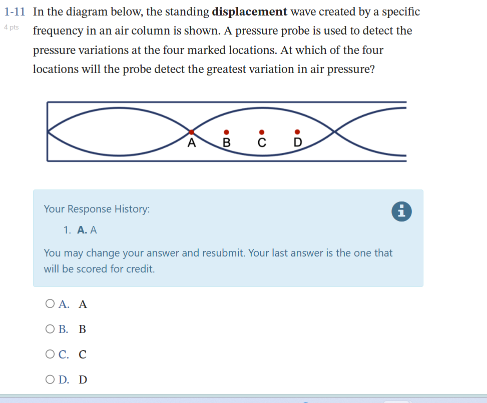 Solved 11 In the diagram below, the standing displacement | Chegg.com