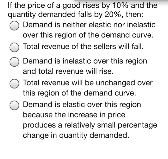 Solved If the price of a good rises by 10% and the quantity | Chegg.com